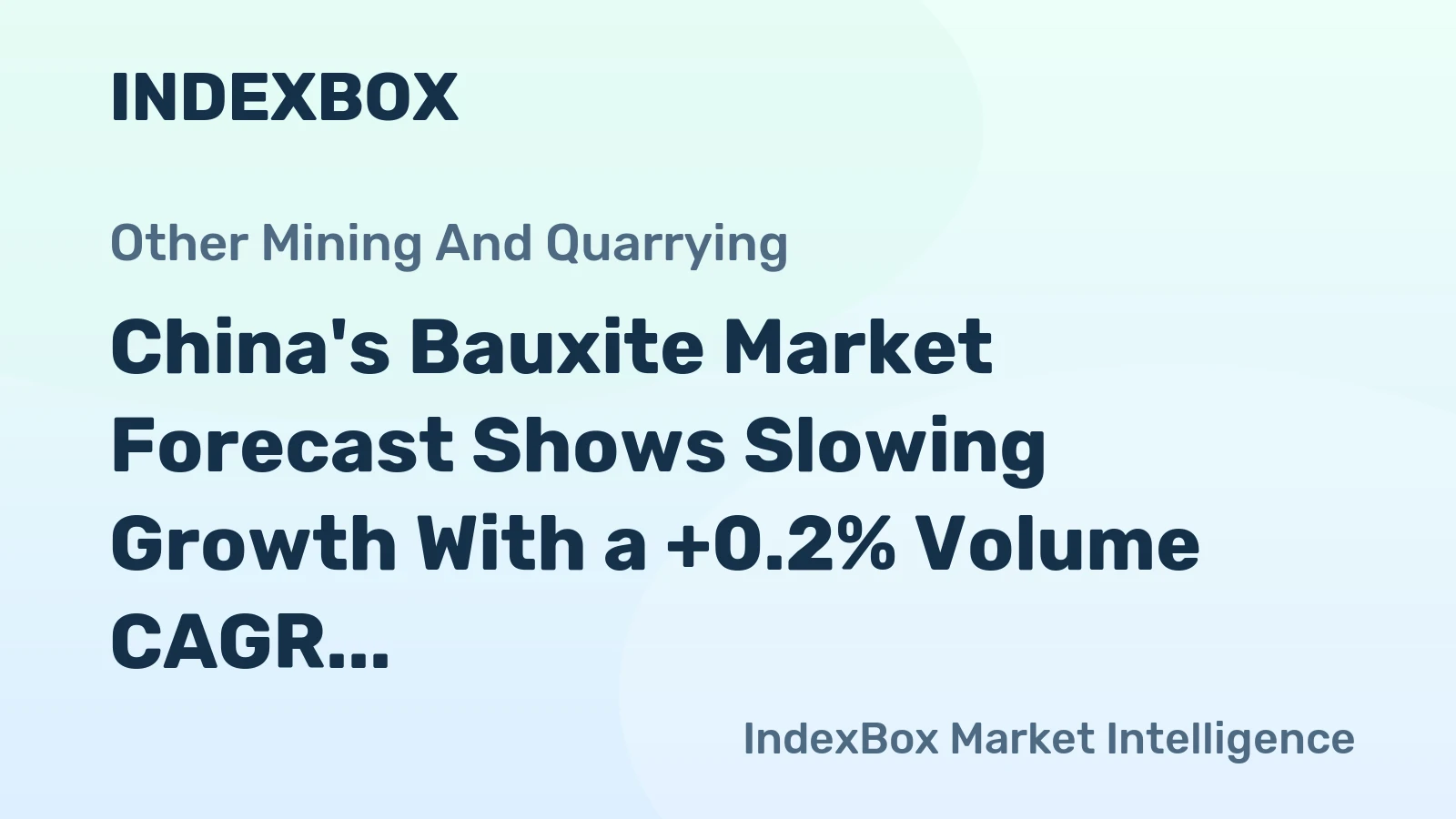China's Bauxite Market Forecast Shows Slowing Growth With a +0.2% Volume CAGR to 2035