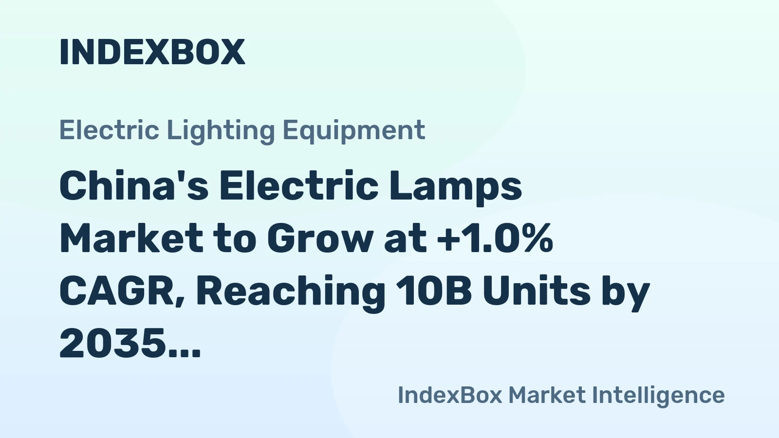 China's Electric Lamps Market to Grow at +1.0% CAGR, Reaching 10B Units by 2035