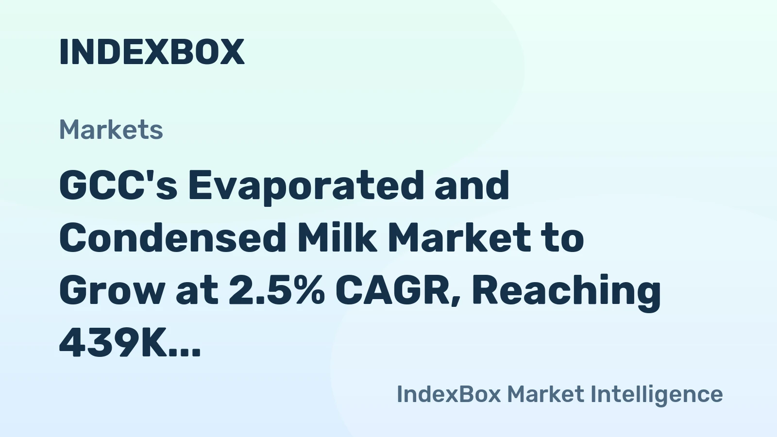 GCC's Evaporated and Condensed Milk Market to Grow at 2.5% CAGR, Reaching 439K Tons by 2035