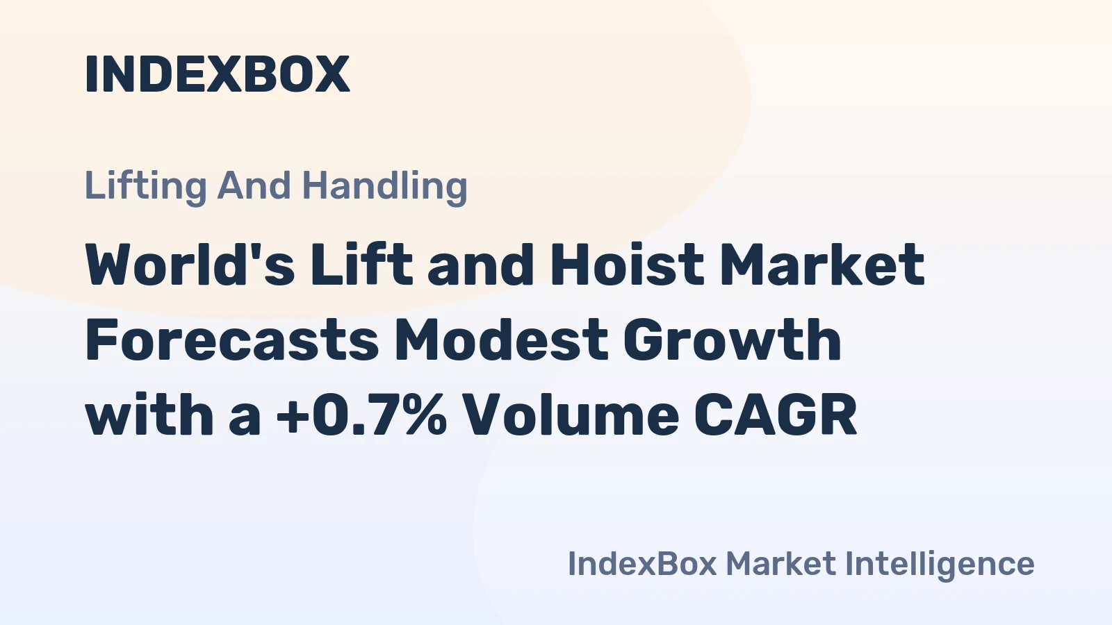 World's Lift and Hoist Market Forecasts Modest Growth with a +0.7% Volume CAGR