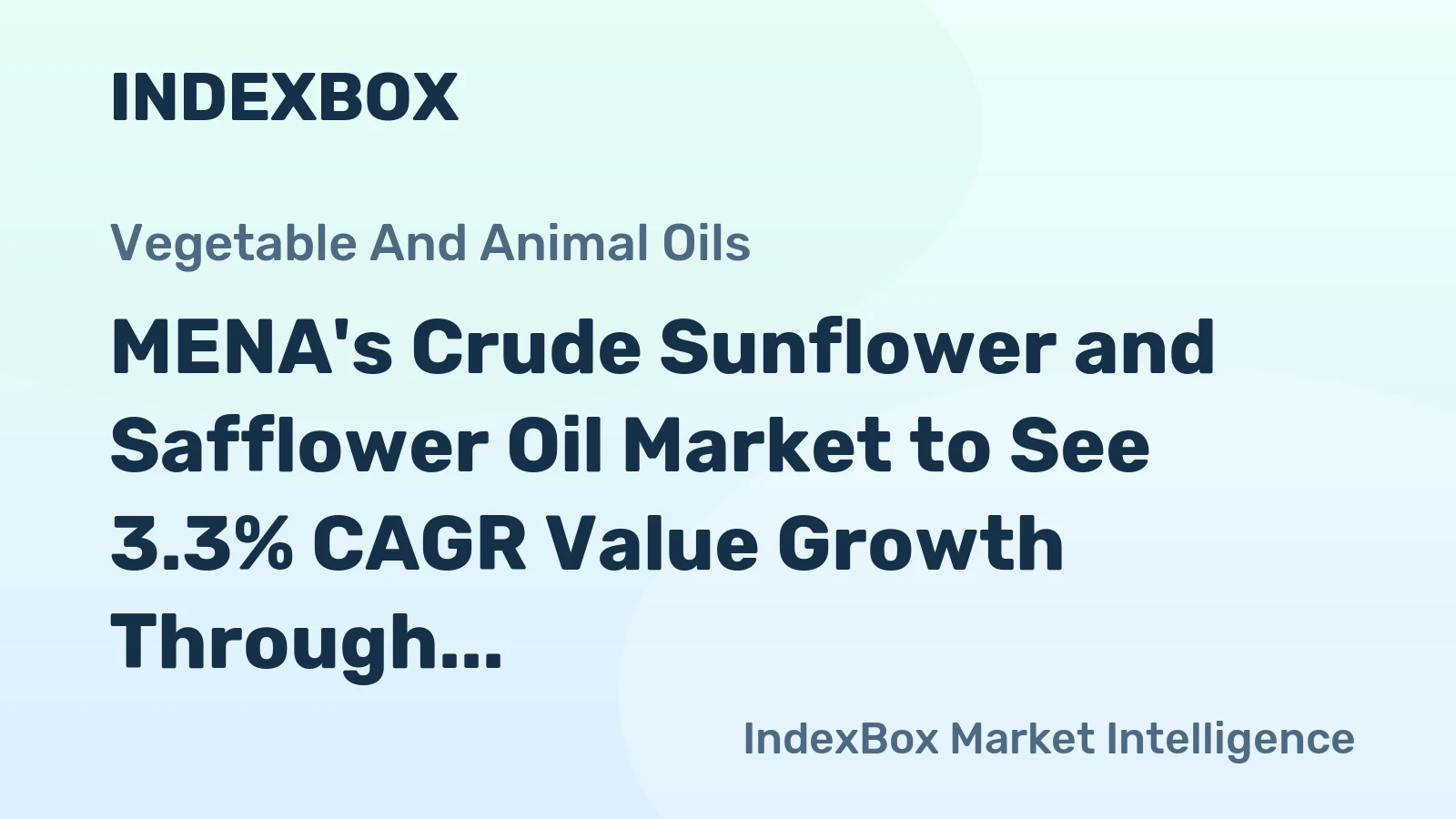 MENA's Crude Sunflower and Safflower Oil Market to See 3.3% CAGR Value Growth Through 2035