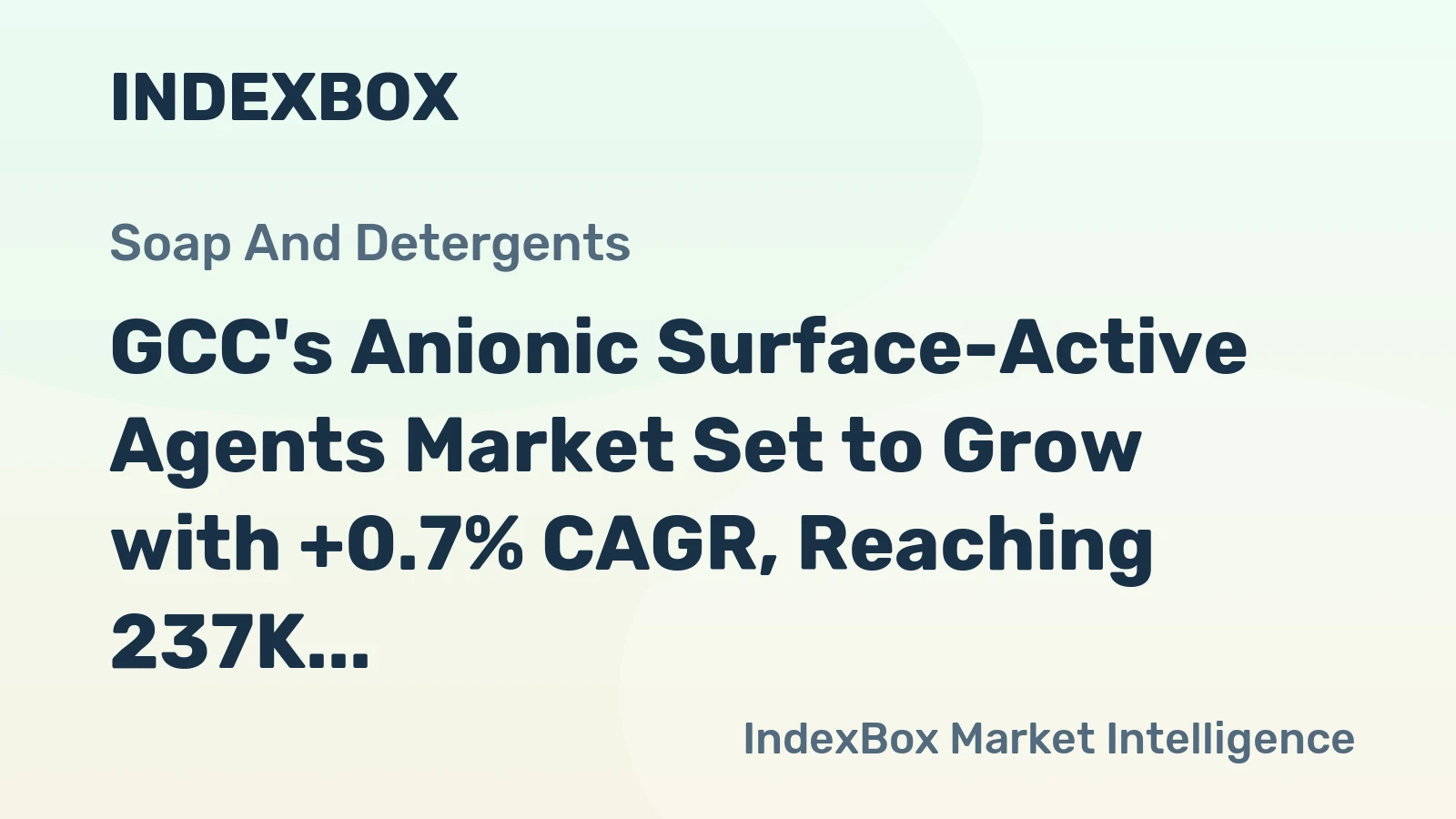 GCC's Anionic Surface-Active Agents Market Set to Grow with +0.7% CAGR, Reaching 237K Tons and $548M by 2035