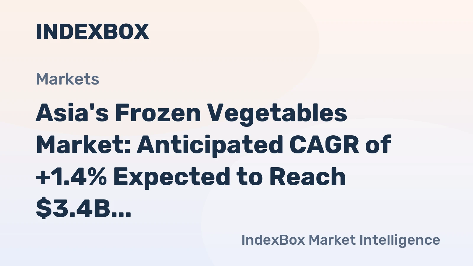 Asia's Frozen Vegetables Market: Anticipated CAGR of +1.4% Expected to Reach $3.4B by 2035