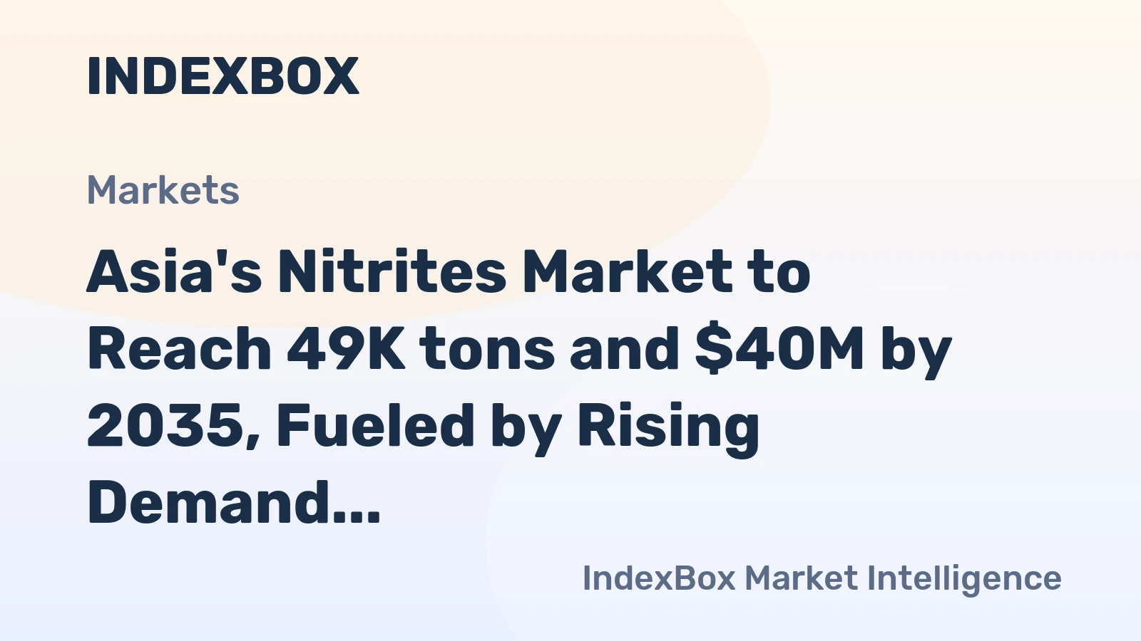 Asia's Nitrites Market to Reach 49K tons and $40M by 2035, Fueled by Rising Demand in Asia's