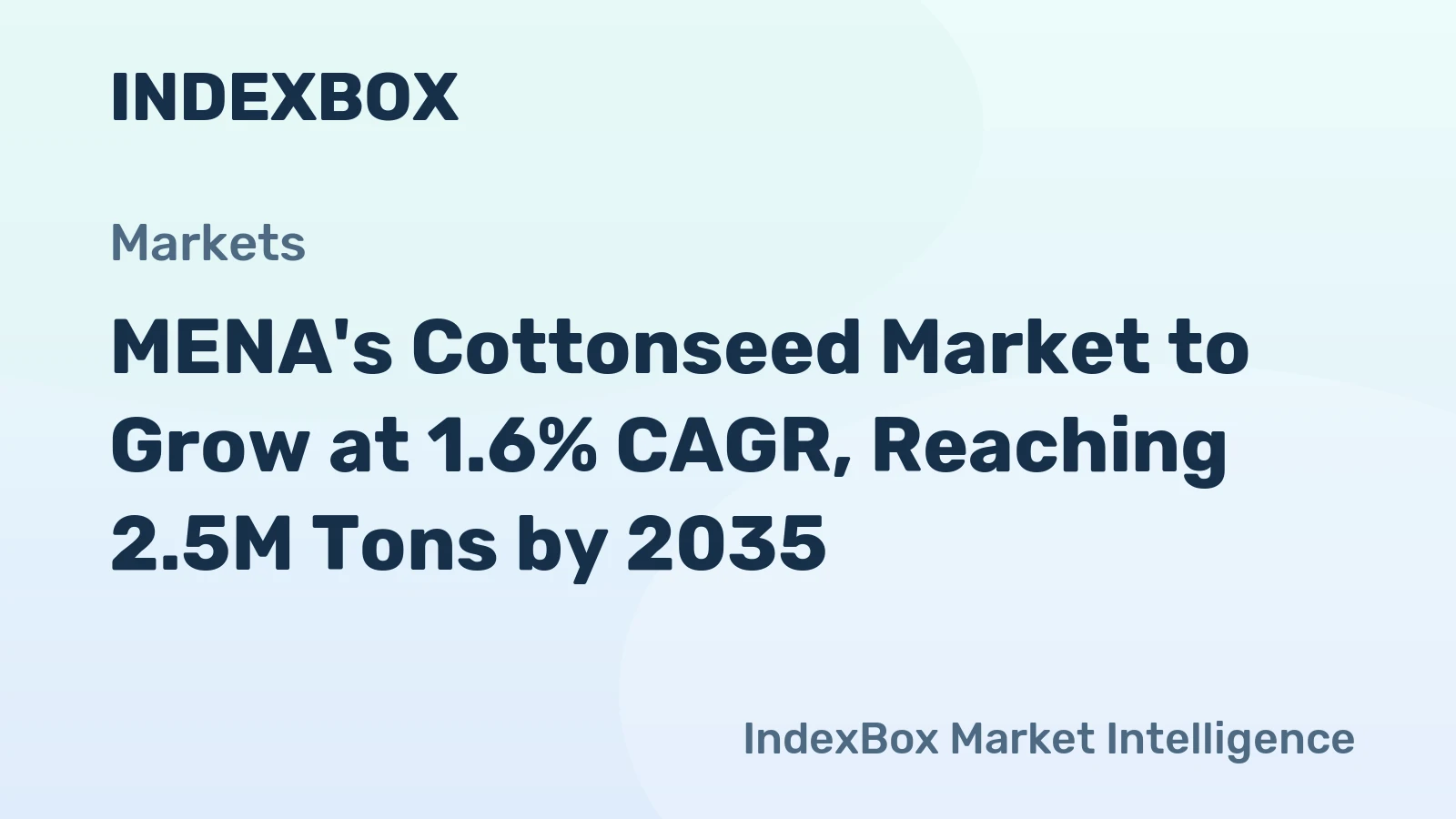 MENA's Cottonseed Market to Grow at 1.6% CAGR, Reaching 2.5M Tons by 2035
