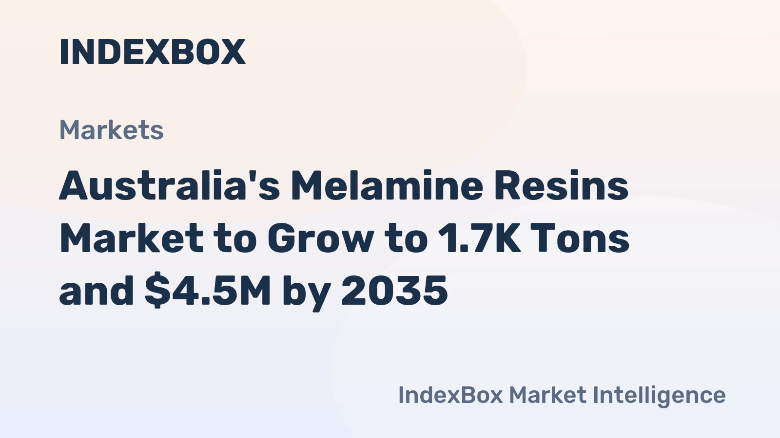 Australia's Melamine Resins Market to Grow to 1.7K Tons and $4.5M by 2035