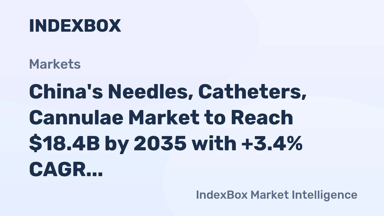 China's Needles, Catheters, Cannulae Market to Reach $18.4B by 2035 with +3.4% CAGR