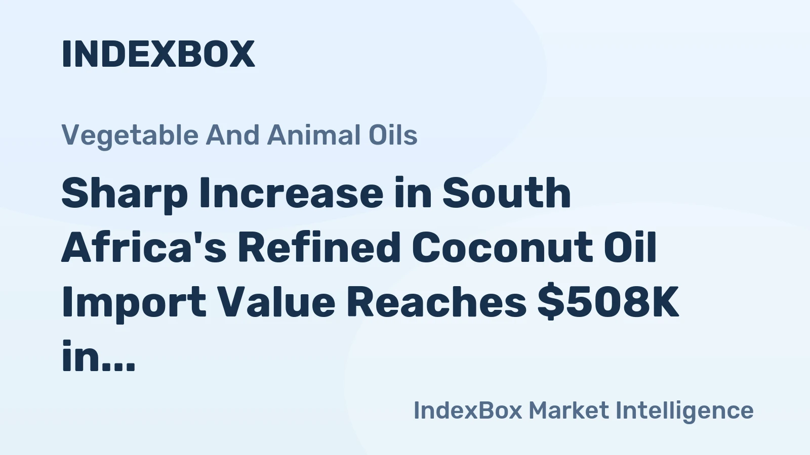 Sharp Increase in South Africa's Refined Coconut Oil Import Value Reaches $508K in October 2023