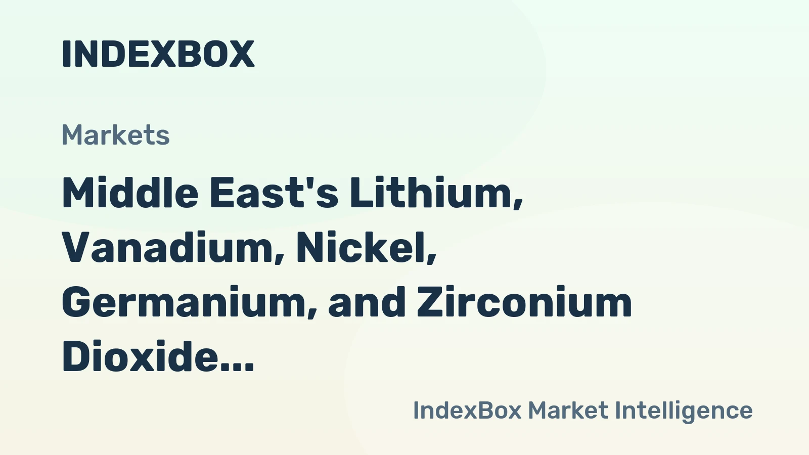 Middle East's Lithium, Vanadium, Nickel, Germanium, and Zirconium Dioxide Market to Grow at +1.4% CAGR, Reach 3.8K tons by 2035