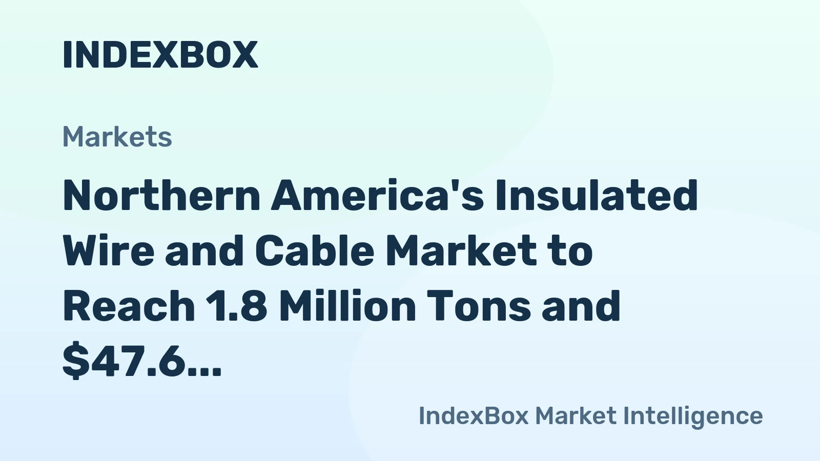 Northern America's Insulated Wire and Cable Market to Reach 1.8 Million Tons and $47.6 Billion