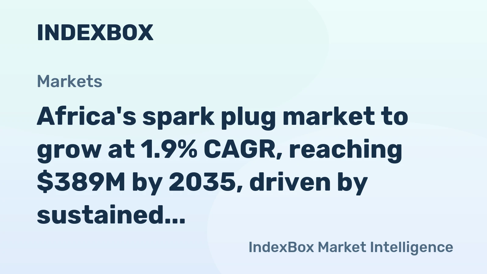 Africa's spark plug market to grow at 1.9% CAGR, reaching $389M by 2035, driven by sustained demand.