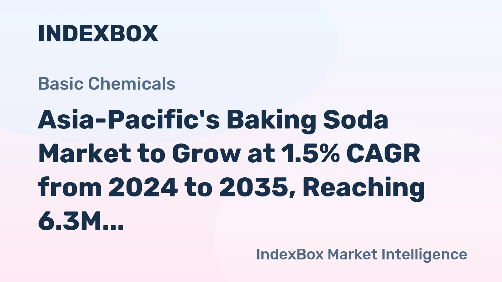 Asia-Pacific's Baking Soda Market to Grow at 1.5% CAGR from 2024 to 2035, Reaching 6.3M Tons by 2035