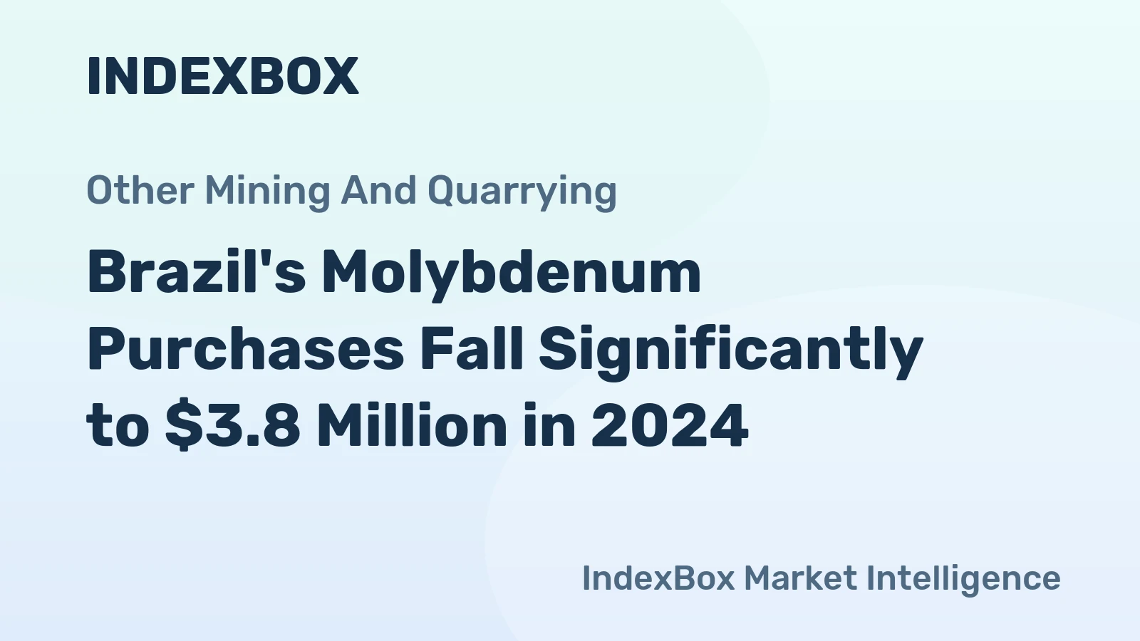 Brazil's Molybdenum Purchases Fall Significantly to $3.8 Million in 2024