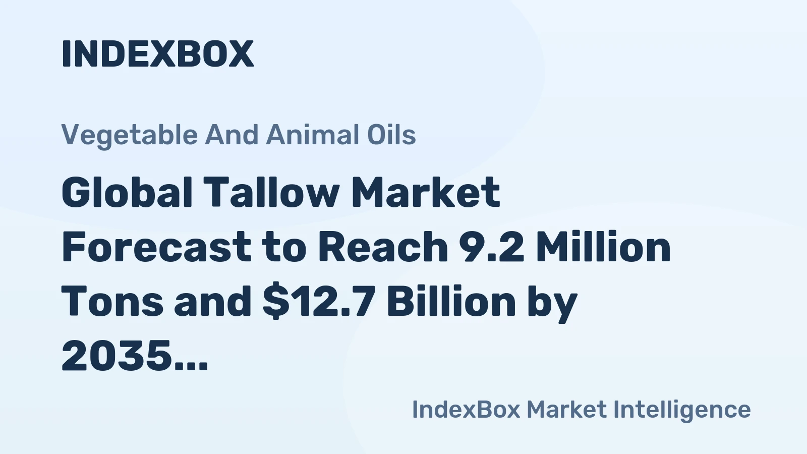 Global Tallow Market Forecast to Reach 9.2 Million Tons and $12.7 Billion by 2035