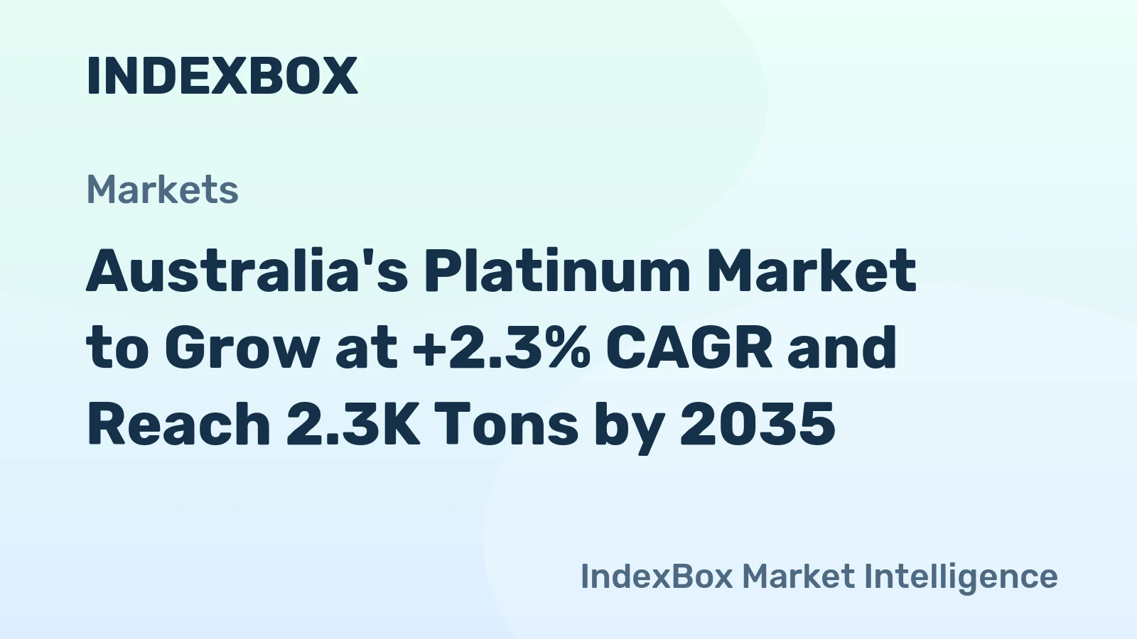 Australia's Platinum Market to Grow at +2.3% CAGR and Reach 2.3K Tons by 2035