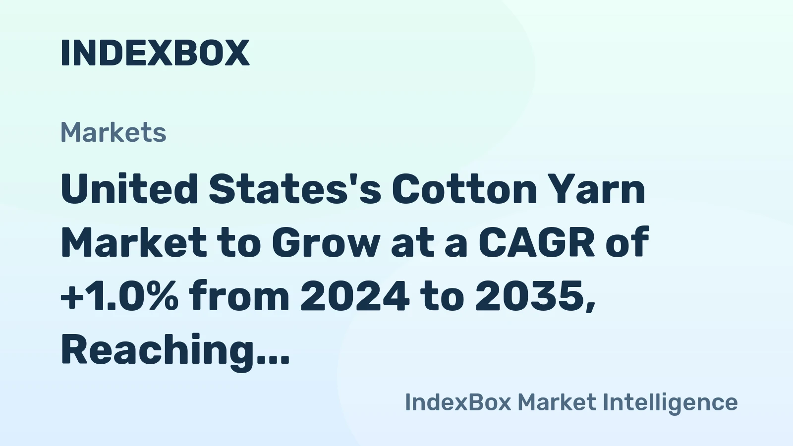United States's Cotton Yarn Market to Grow at a CAGR of +1.0% from 2024 to 2035, Reaching $1.5B by 2035