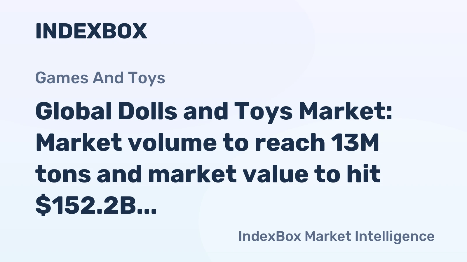 Global Dolls and Toys Market: Market volume to reach 13M tons and market value to hit $152.2B by 2035