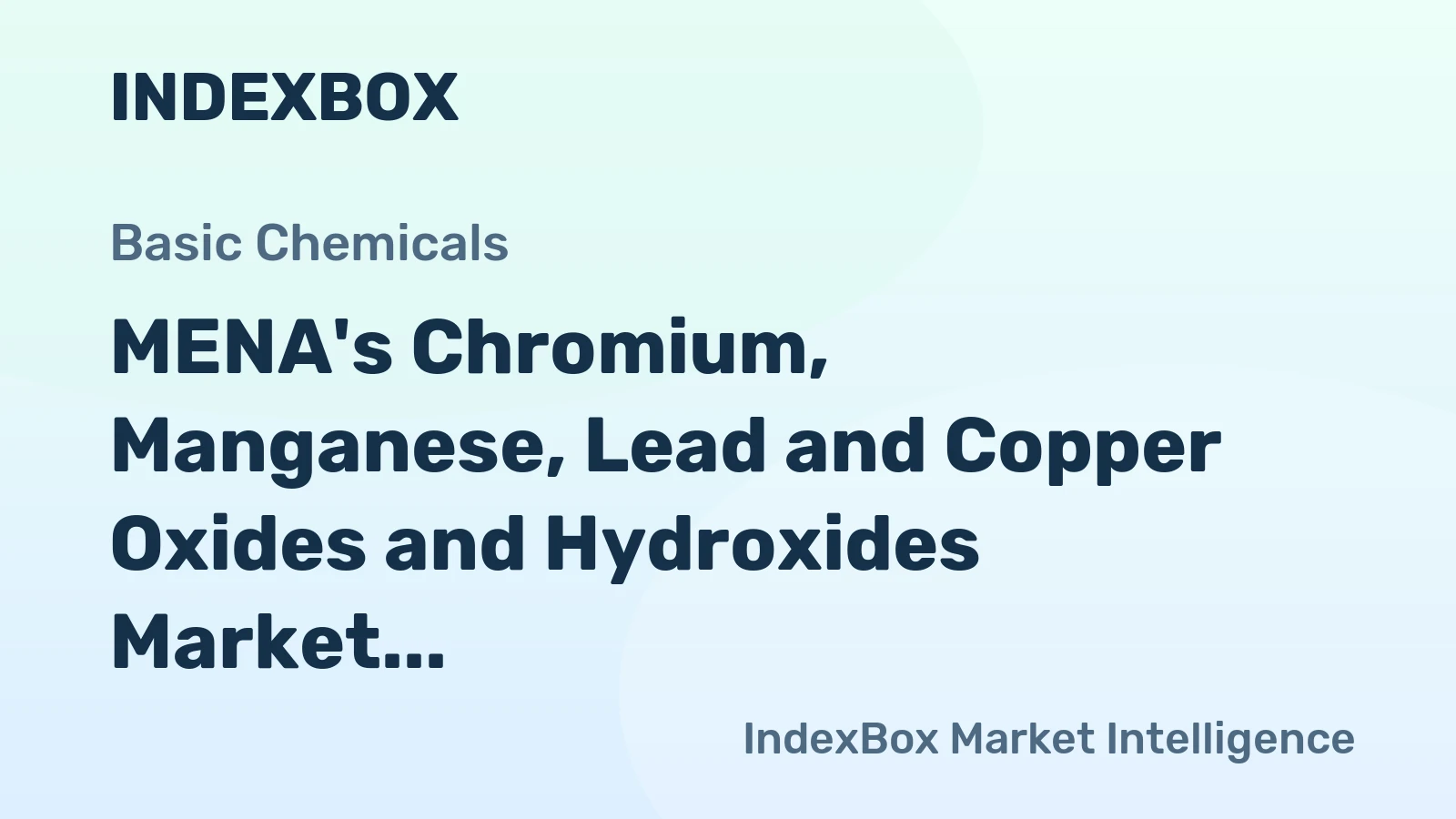 MENA's Chromium, Manganese, Lead and Copper Oxides and Hydroxides Market Poised for Steady Growth With 2.2% CAGR in Value