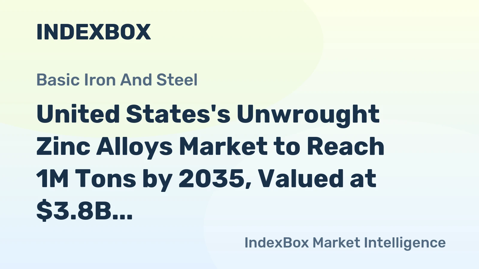 United States's Unwrought Zinc Alloys Market to Reach 1M Tons by 2035, Valued at $3.8B