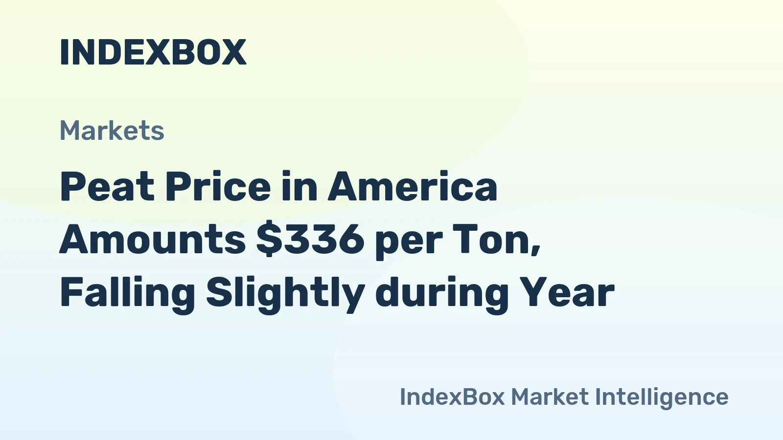 Peat Price in America Amounts $336 per Ton, Falling Slightly during Year