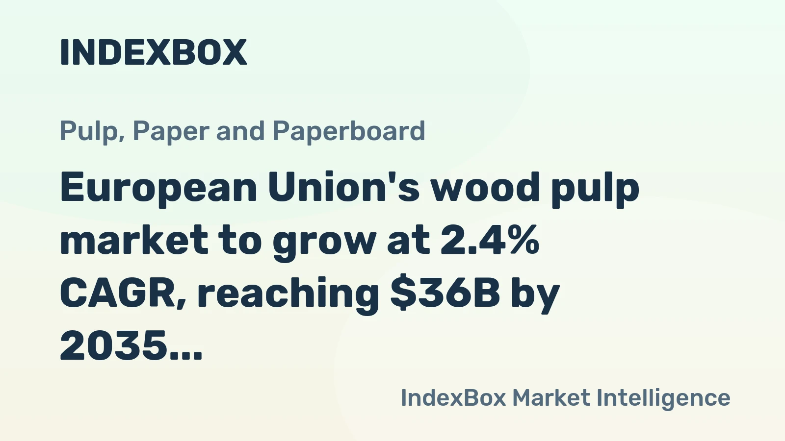 European Union's wood pulp market to grow at 2.4% CAGR, reaching $36B by 2035, driven by rising demand.