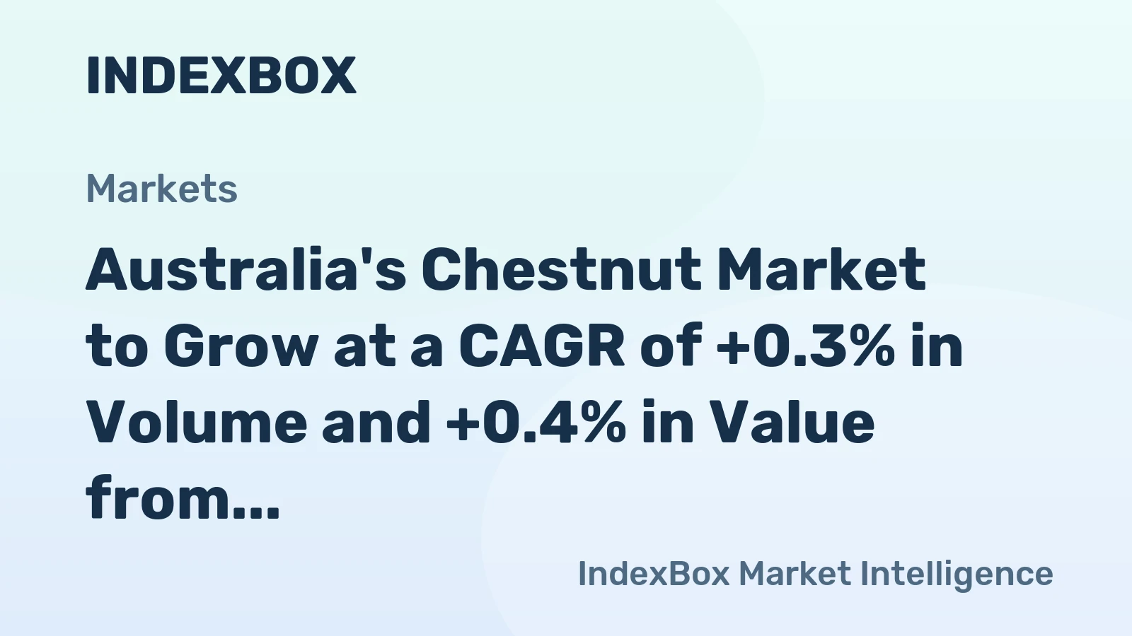 Australia's Chestnut Market to Grow at a CAGR of +0.3% in Volume and +0.4% in Value from 2024 to 2035