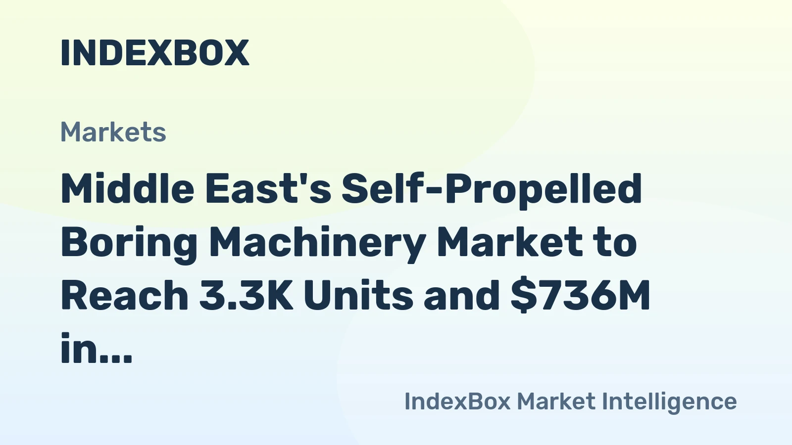 Middle East's Self-Propelled Boring Machinery Market to Reach 3.3K Units and $736M in Value