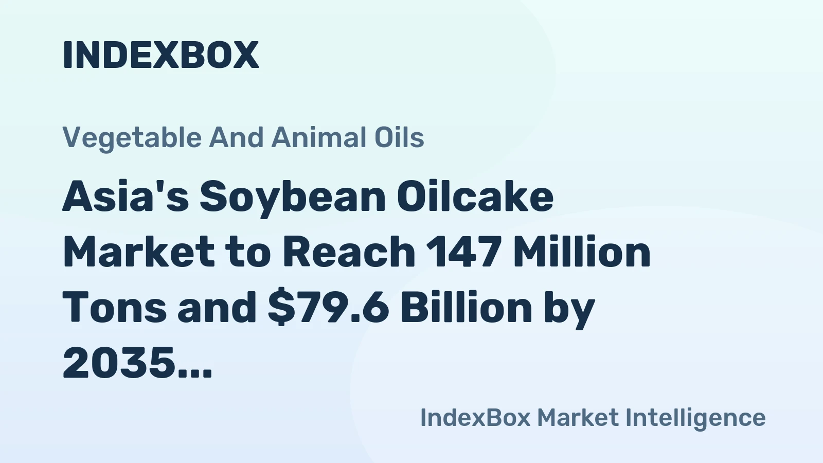 Asia's Soybean Oilcake Market to Reach 147 Million Tons and $79.6 Billion by 2035