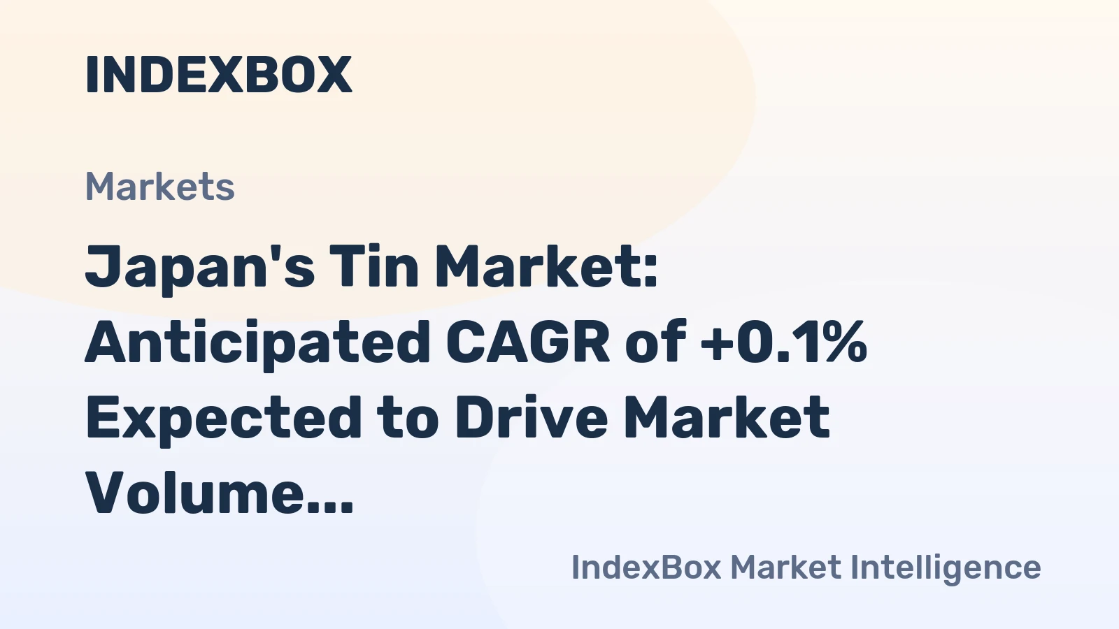 Japan's Tin Market: Anticipated CAGR of +0.1% Expected to Drive Market Volume to 20K Tons by 2035