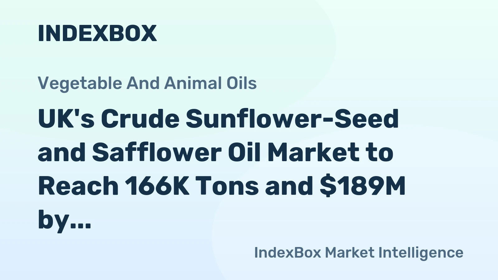 UK's Crude Sunflower-Seed and Safflower Oil Market to Reach 166K Tons and $189M by 2035