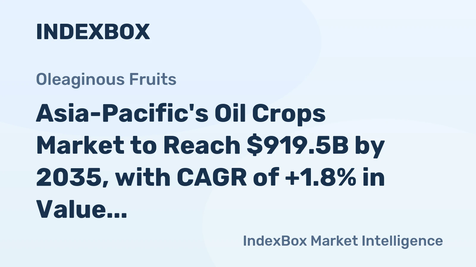 Asia-Pacific's Oil Crops Market to Reach $919.5B by 2035, with CAGR of +1.8% in Value