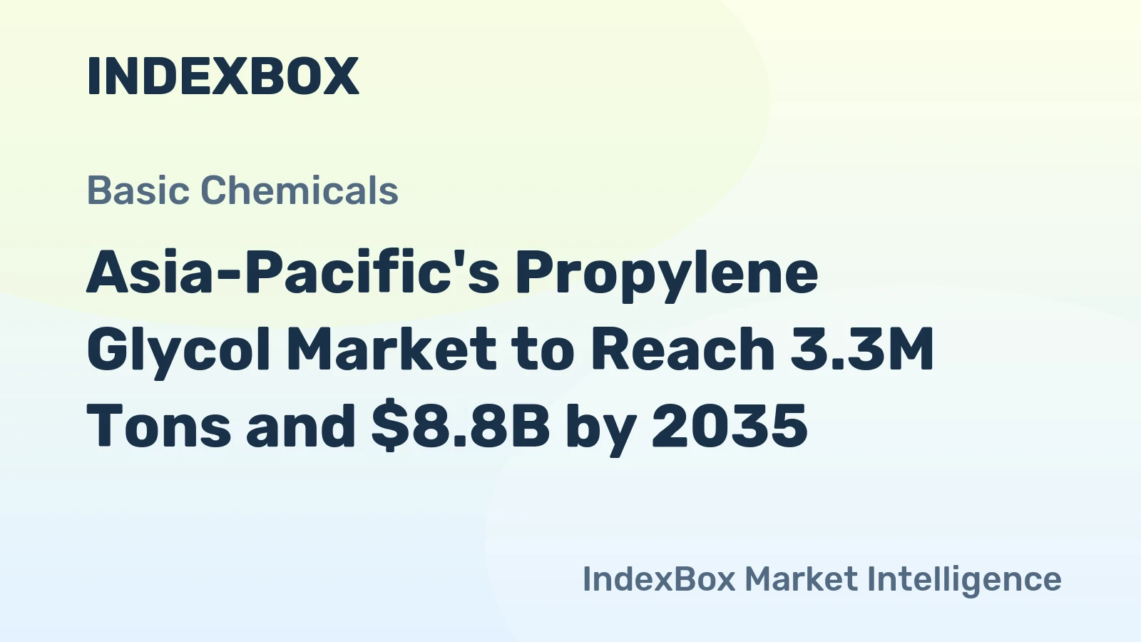 Asia-Pacific's Propylene Glycol Market to Reach 3.3M Tons and $8.8B by 2035