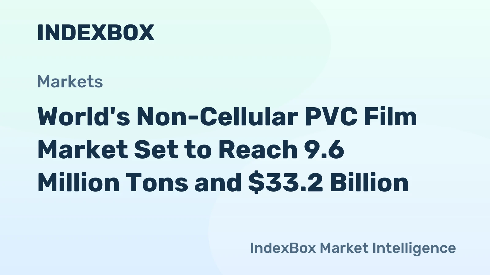 World's Non-Cellular PVC Film Market Set to Reach 9.6 Million Tons and $33.2 Billion