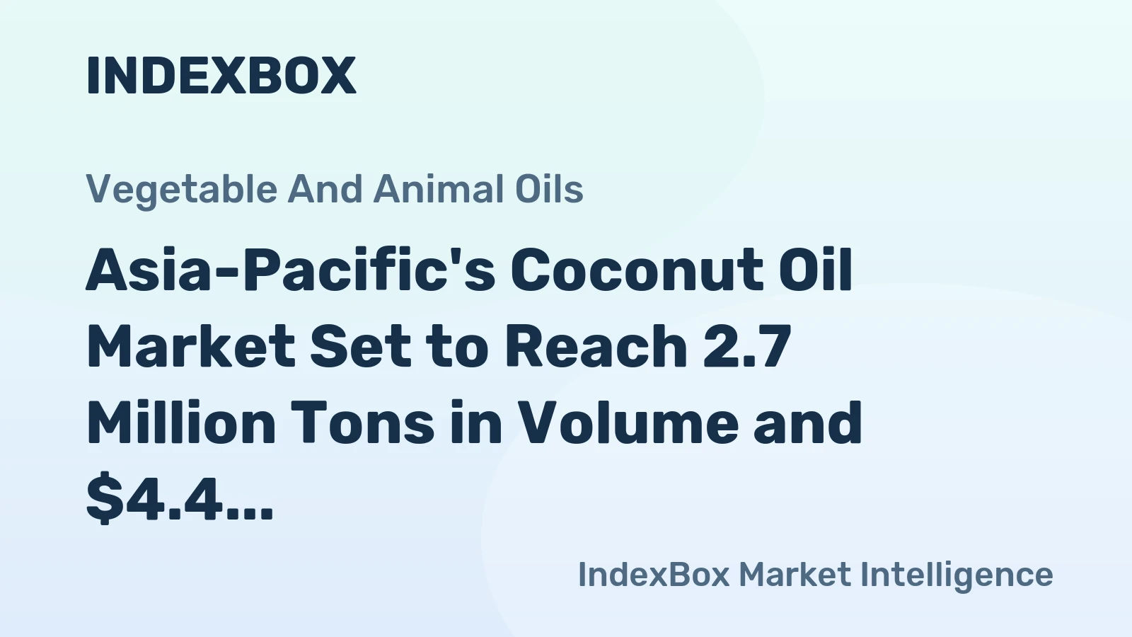 Asia-Pacific's Coconut Oil Market Set to Reach 2.7 Million Tons in Volume and $4.4 Billion in Value by 2035