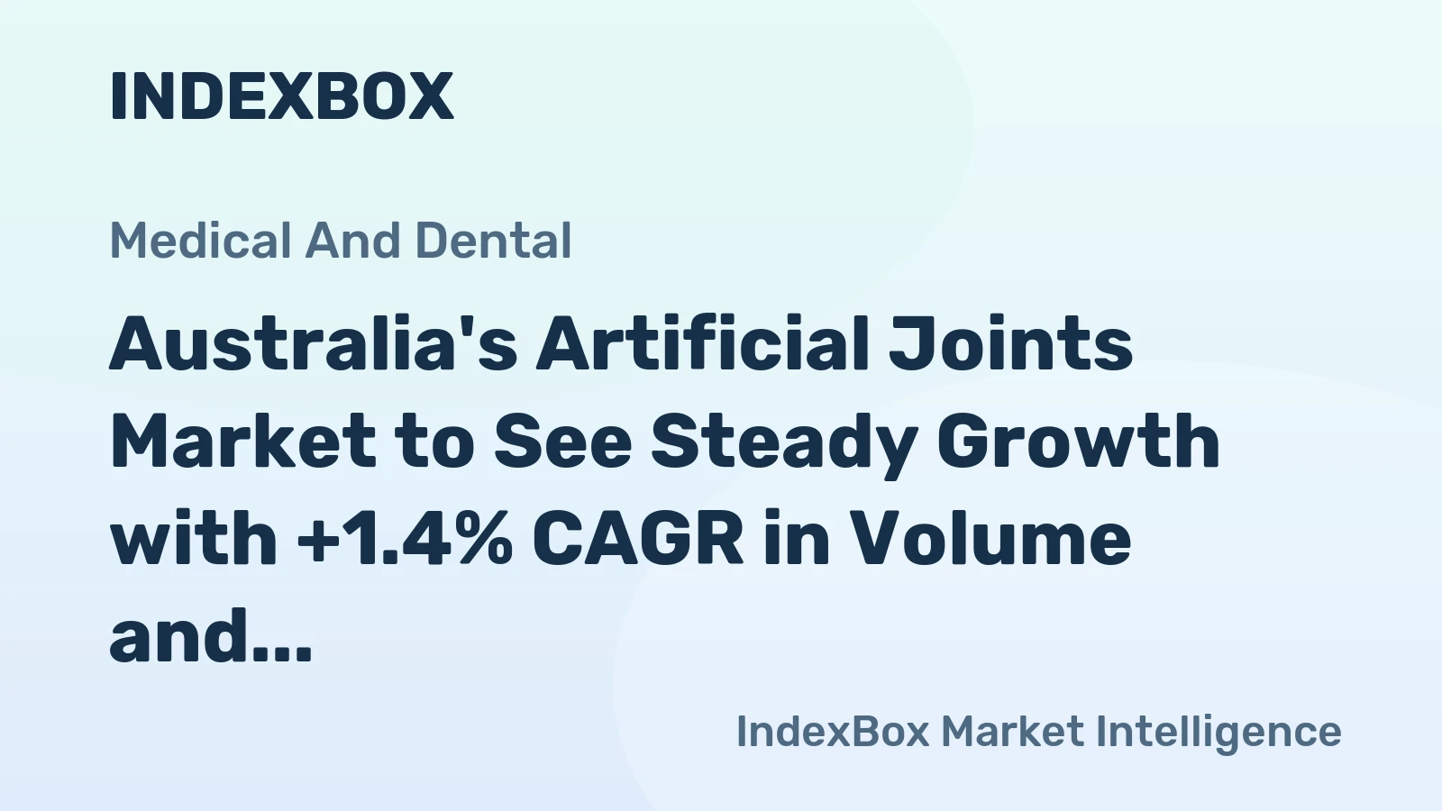 Australia's Artificial Joints Market to See Steady Growth with +1.4% CAGR in Volume and +1.5% CAGR in Value by 2035
