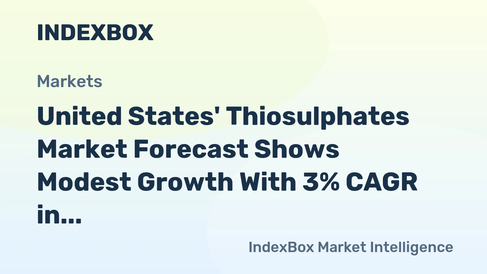 United States' Thiosulphates Market Forecast Shows Modest Growth With 3% CAGR in Value Terms
