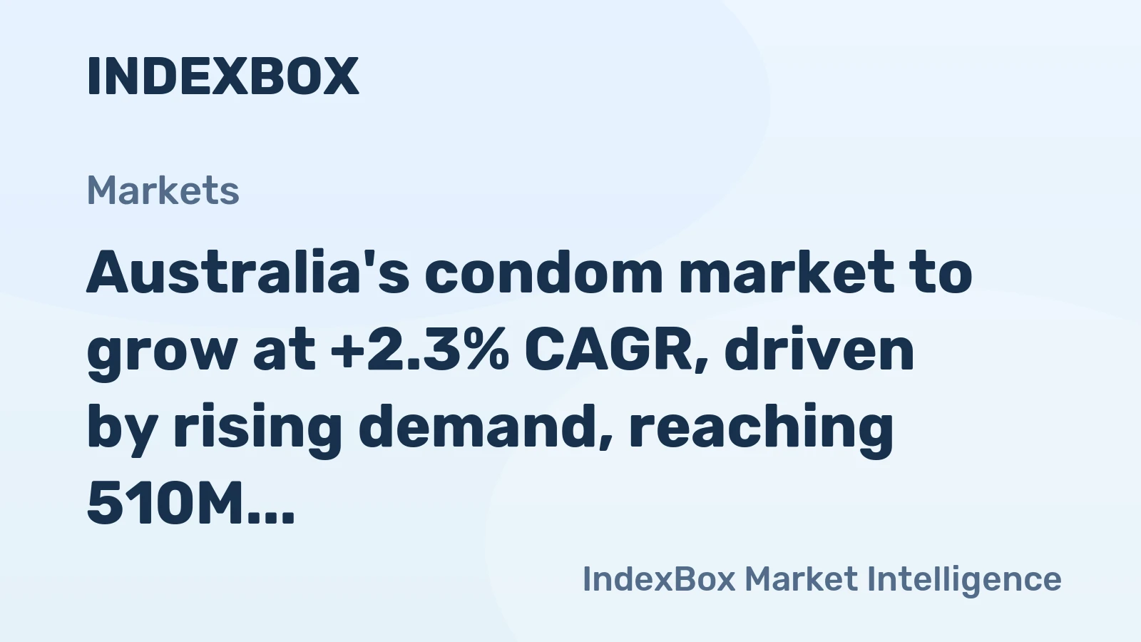 Australia's condom market to grow at +2.3% CAGR, driven by rising demand, reaching 510M units by 2035.