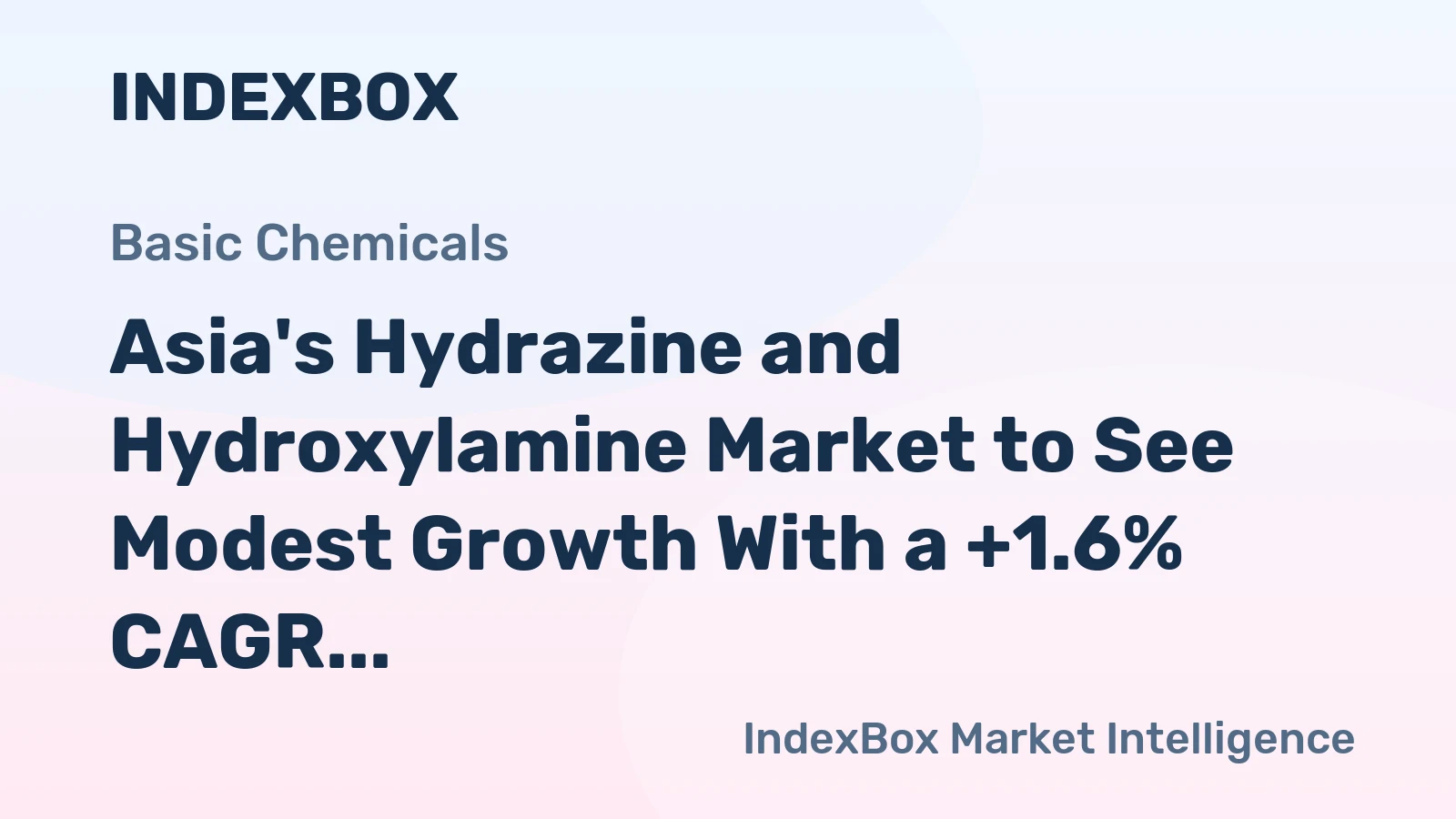 Asia's Hydrazine and Hydroxylamine Market to See Modest Growth With a +1.6% CAGR in Value Terms
