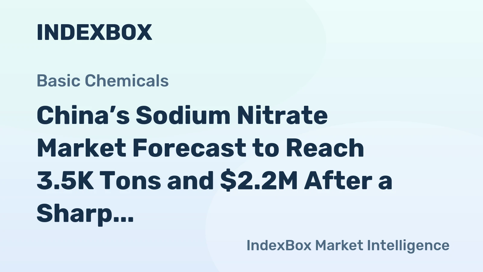China’s Sodium Nitrate Market Forecast to Reach 3.5K Tons and $2.2M After a Sharp Consumption Decline