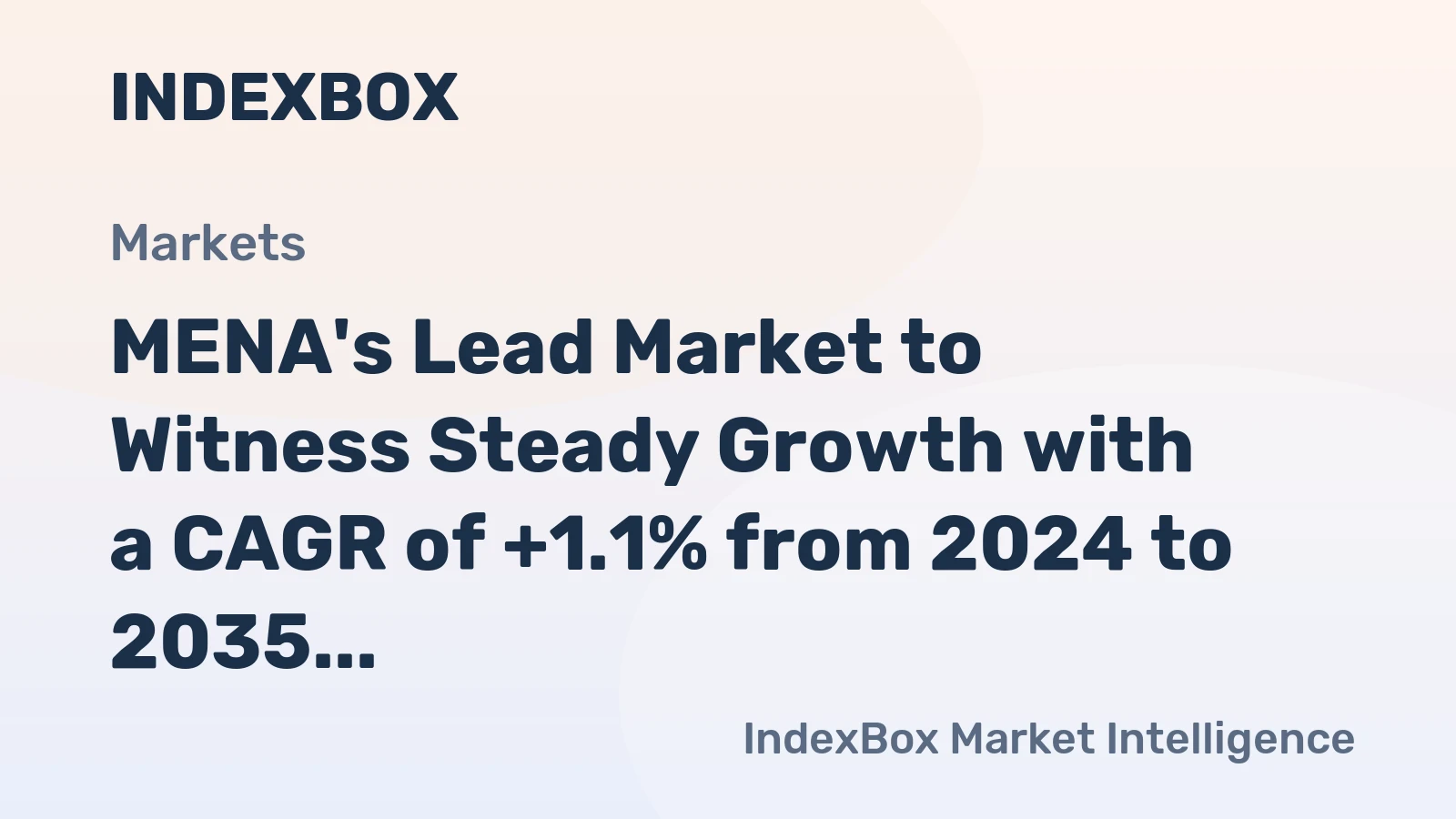 MENA's Lead Market to Witness Steady Growth with a CAGR of +1.1% from 2024 to 2035