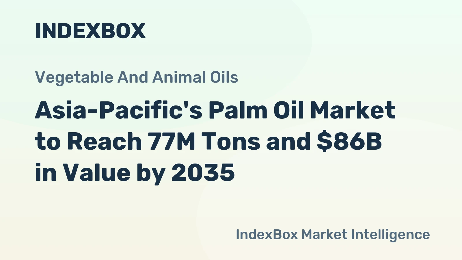 Asia-Pacific's Palm Oil Market to Reach 77M Tons and $86B in Value by 2035