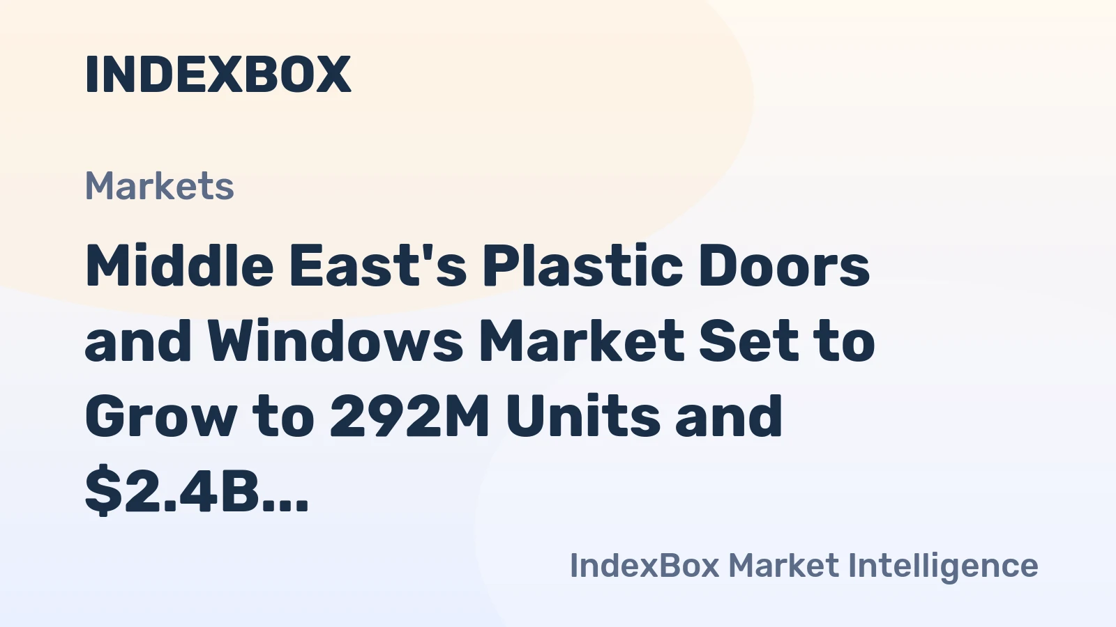 Middle East's Plastic Doors and Windows Market Set to Grow to 292M Units and $2.4B by 2035