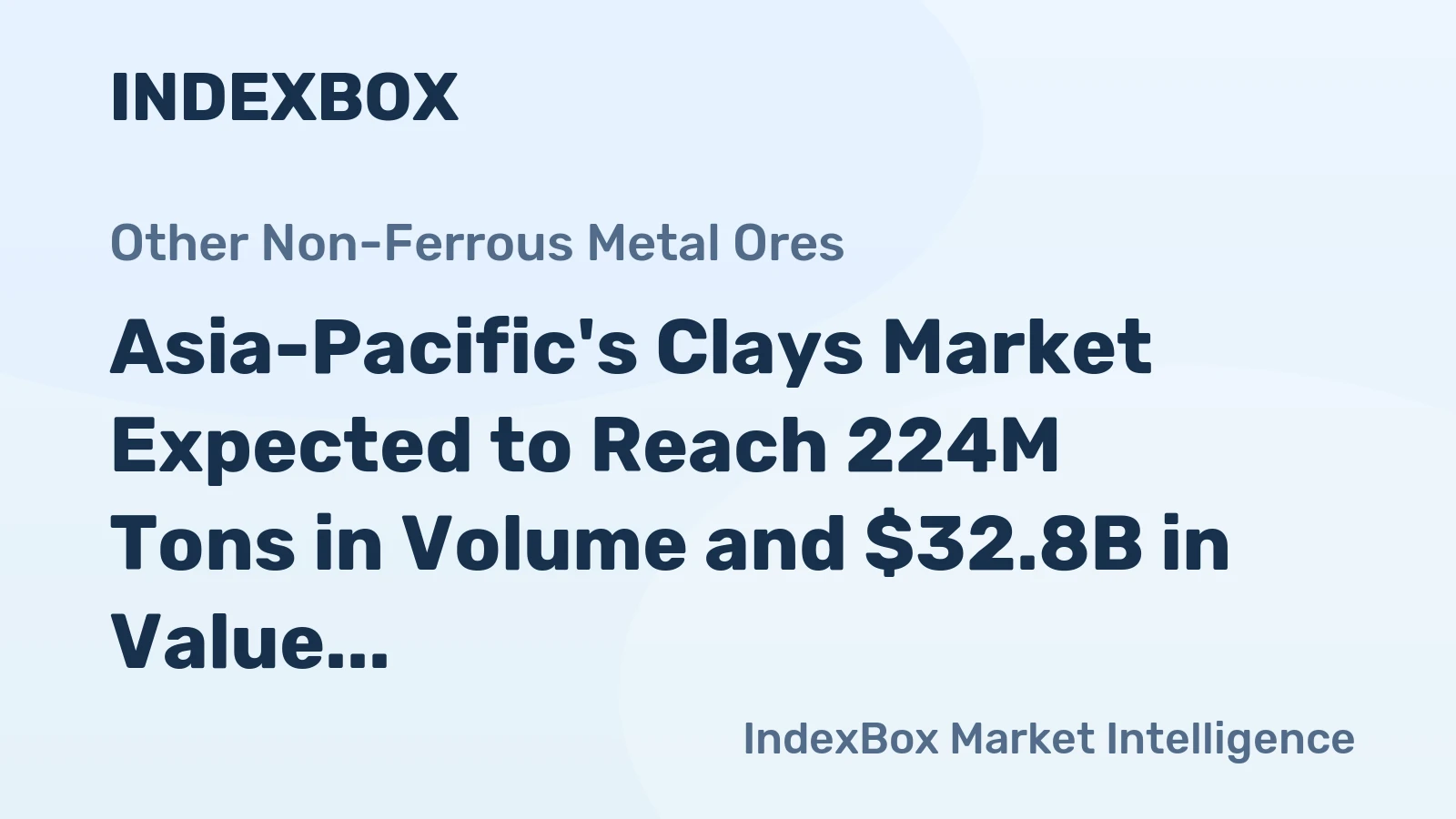 Asia-Pacific's Clays Market Expected to Reach 224M Tons in Volume and $32.8B in Value by 2035