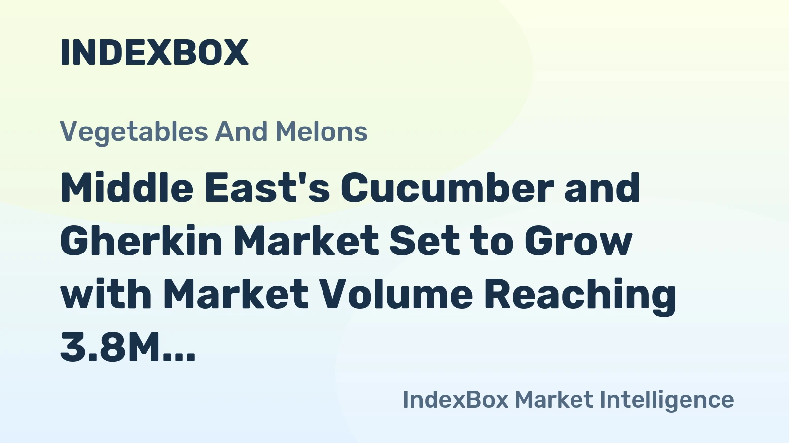 Middle East's Cucumber and Gherkin Market Set to Grow with Market Volume Reaching 3.8M Tons and Market Value Reaching $3.6B by 2035