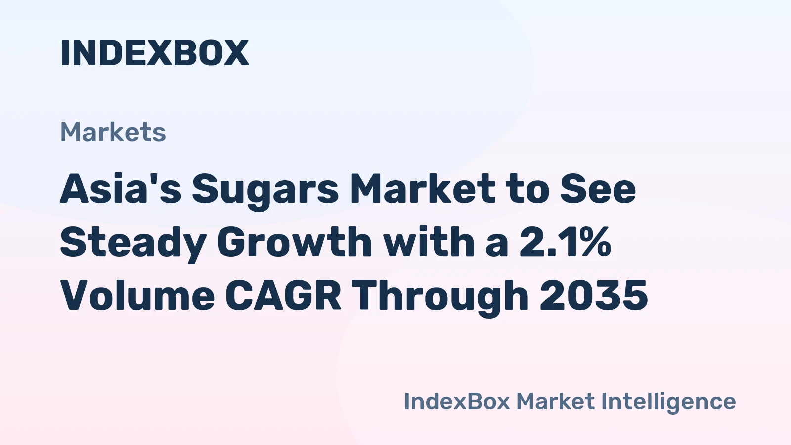 Asia's Sugars Market to See Steady Growth with a 2.1% Volume CAGR Through 2035