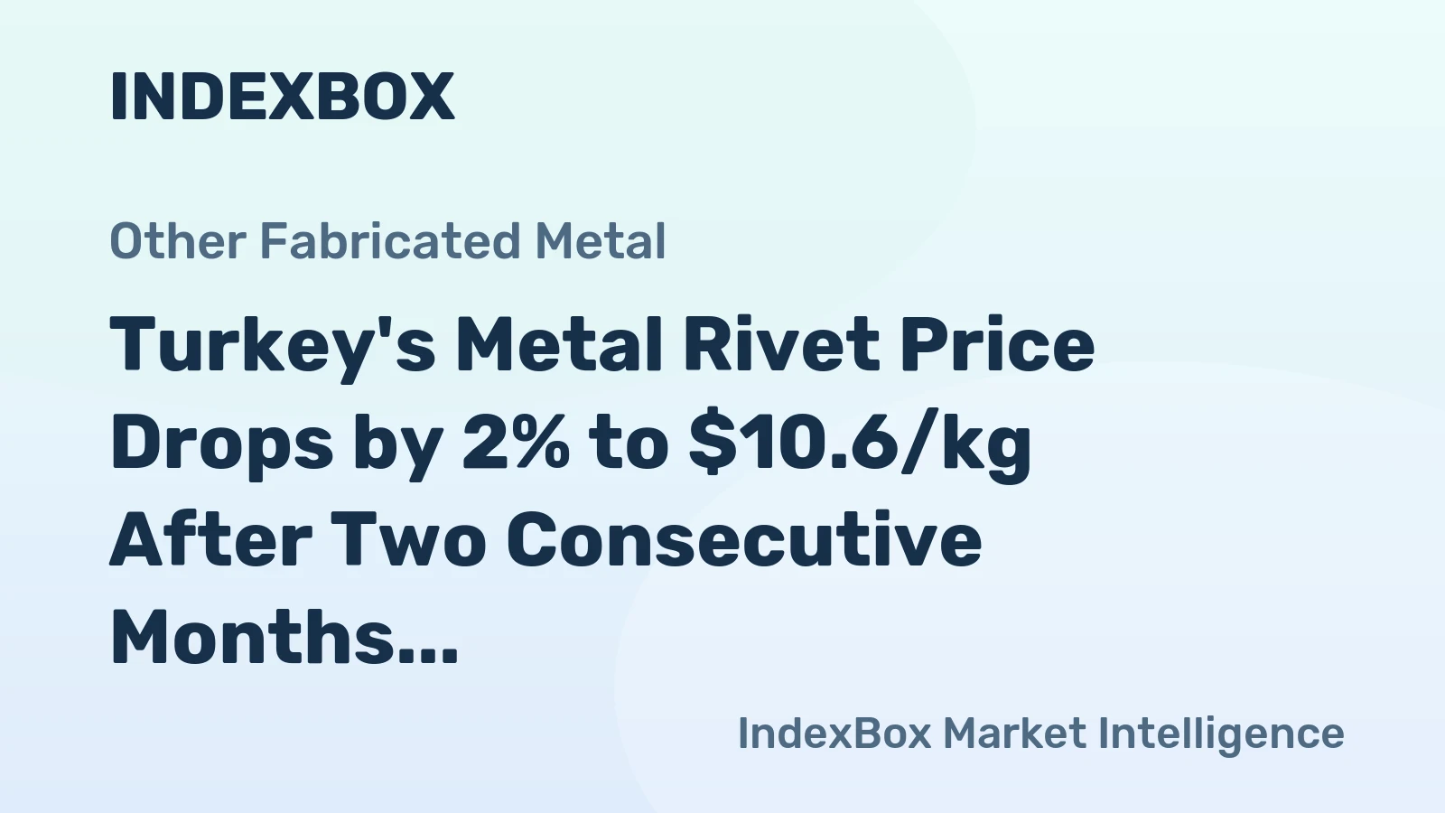 Turkey's Metal Rivet Price Drops by 2% to $10.6/kg After Two Consecutive Months of Shrinkage