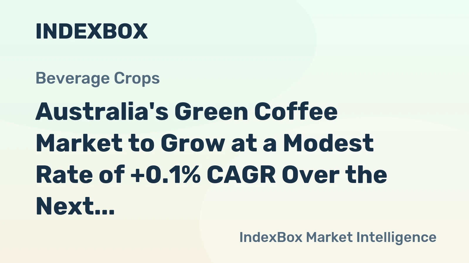 Australia's Green Coffee Market to Grow at a Modest Rate of +0.1% CAGR Over the Next Decade