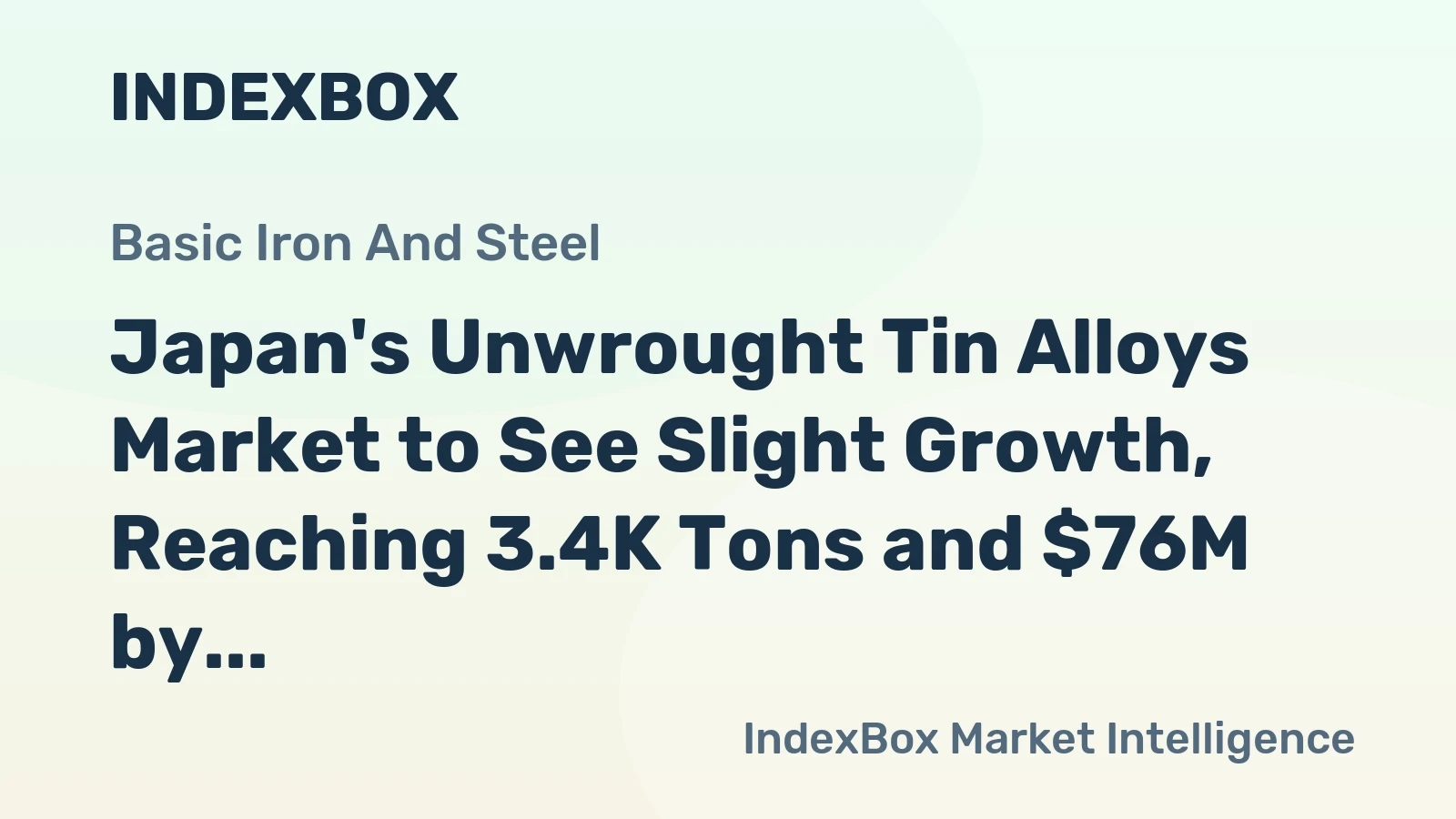 Japan's Unwrought Tin Alloys Market to See Slight Growth, Reaching 3.4K Tons and $76M by 2035