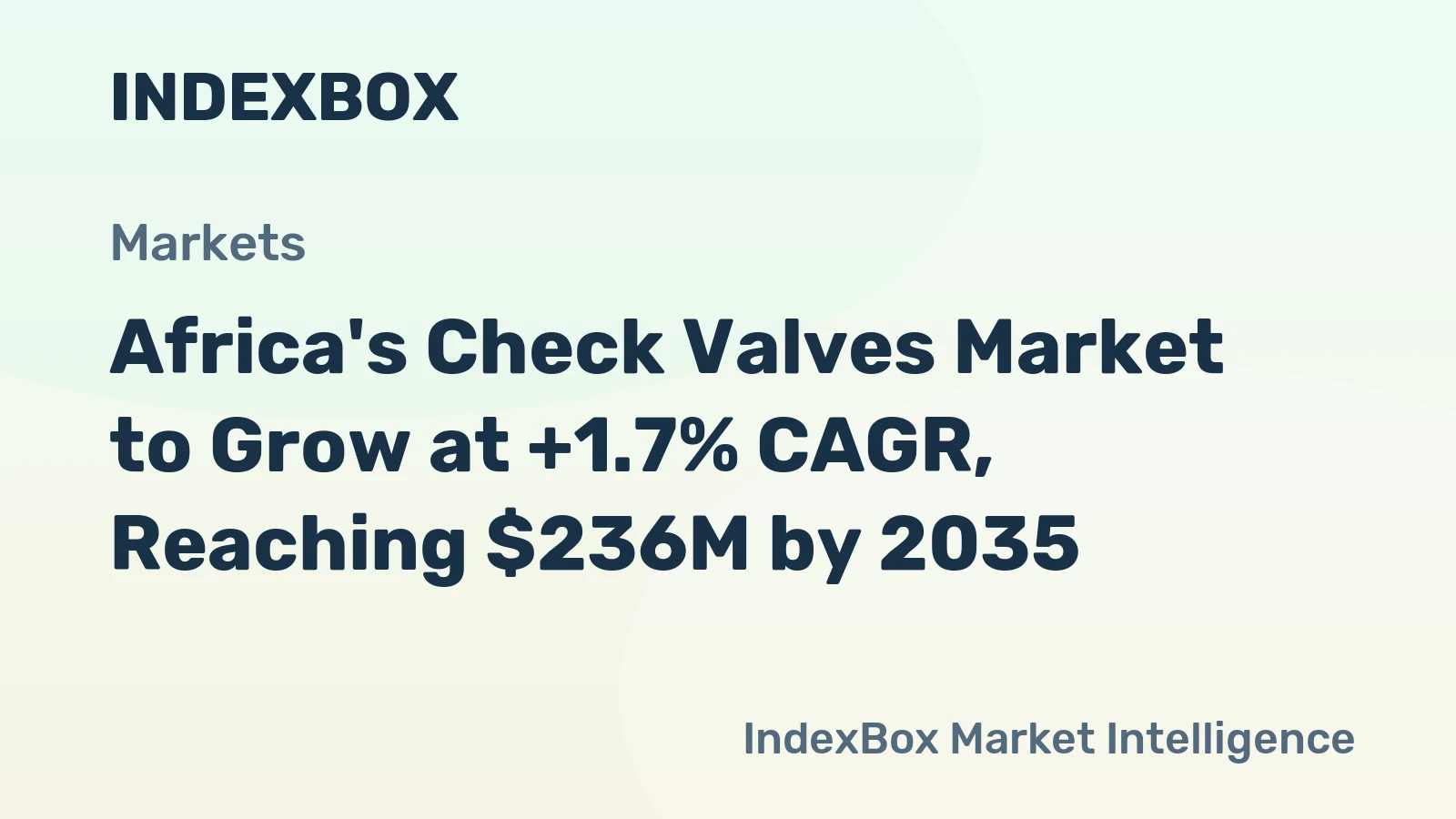 Africa's Check Valves Market to Grow at +1.7% CAGR, Reaching $236M by 2035