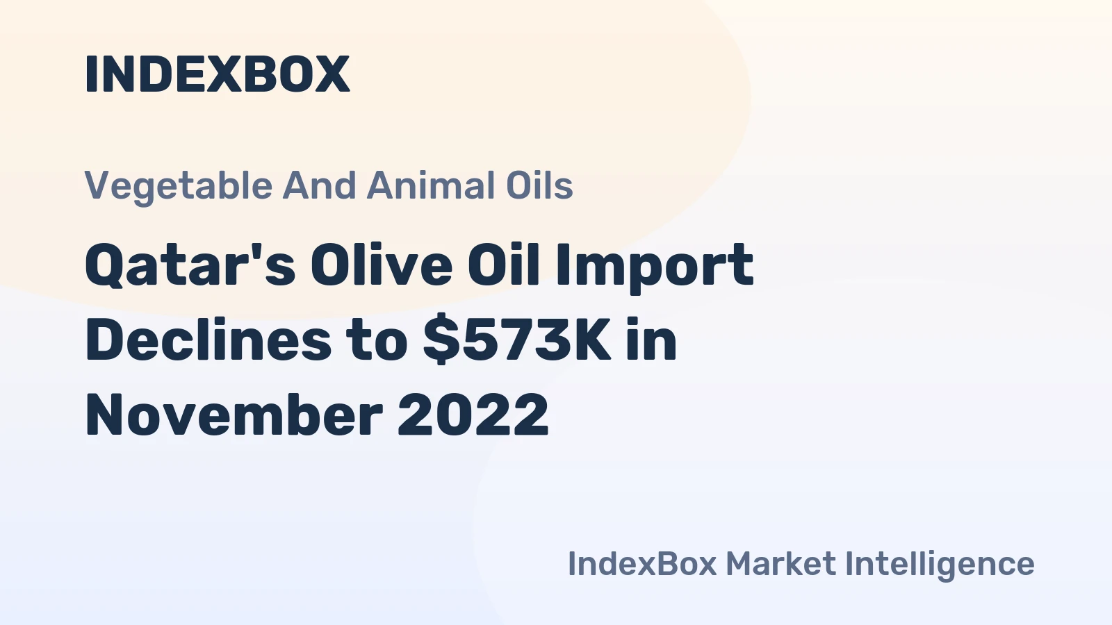 Qatar's Olive Oil Import Declines to $573K in November 2022